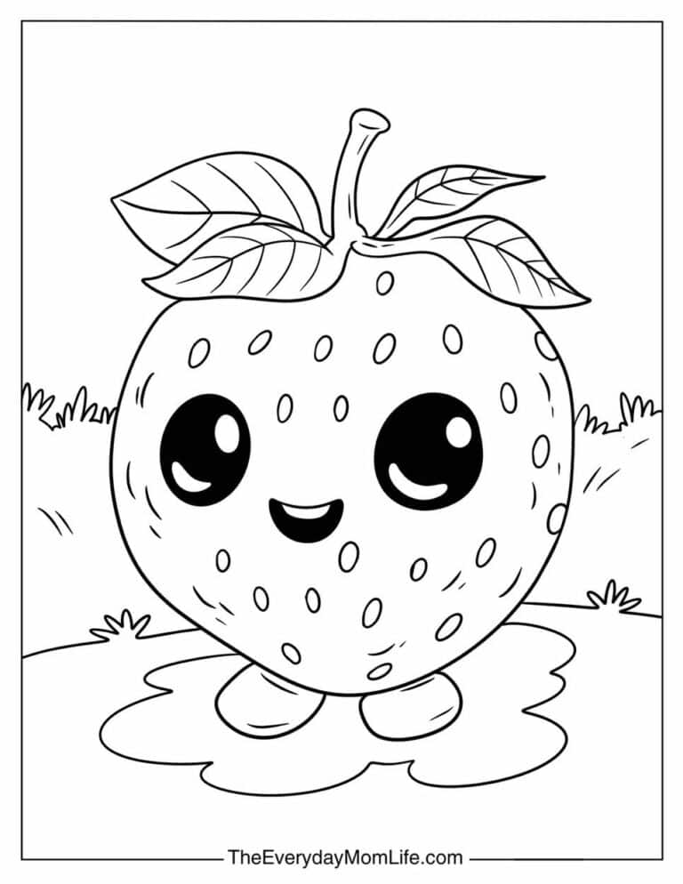 Strawberry Coloring Pages for Kids (Free Printable)