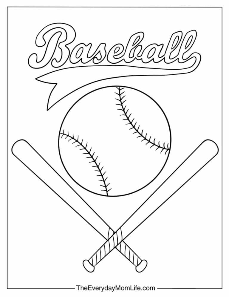 PDF Printable Baseball Coloring Pages - The Everyday Mom Life
