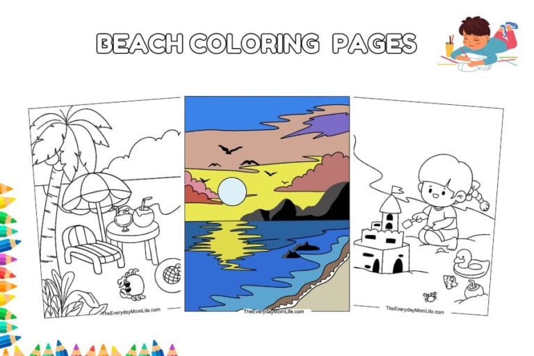 Beach Coloring Pages for Kids (Free PDF)