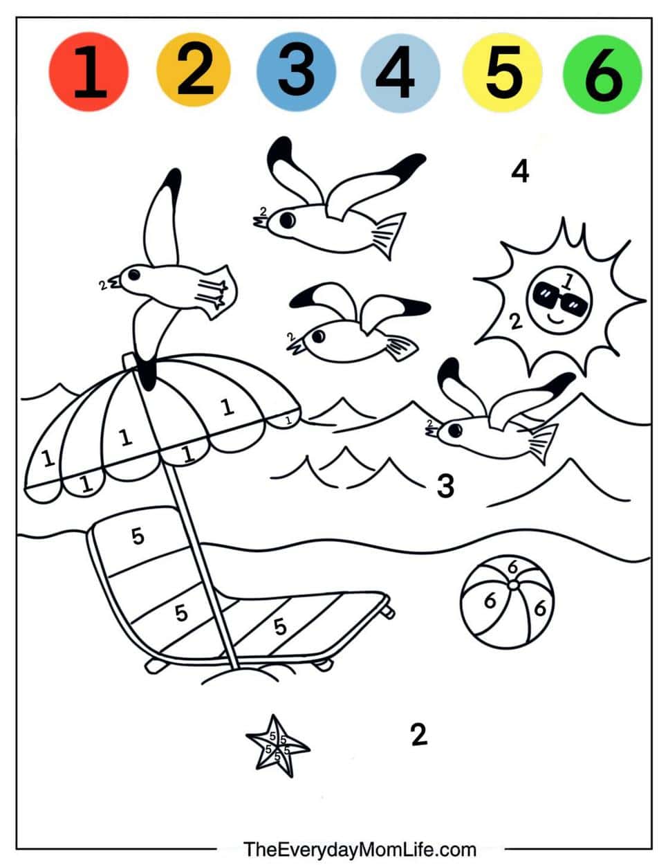 Beach Coloring Pages for Kids (Free PDF)