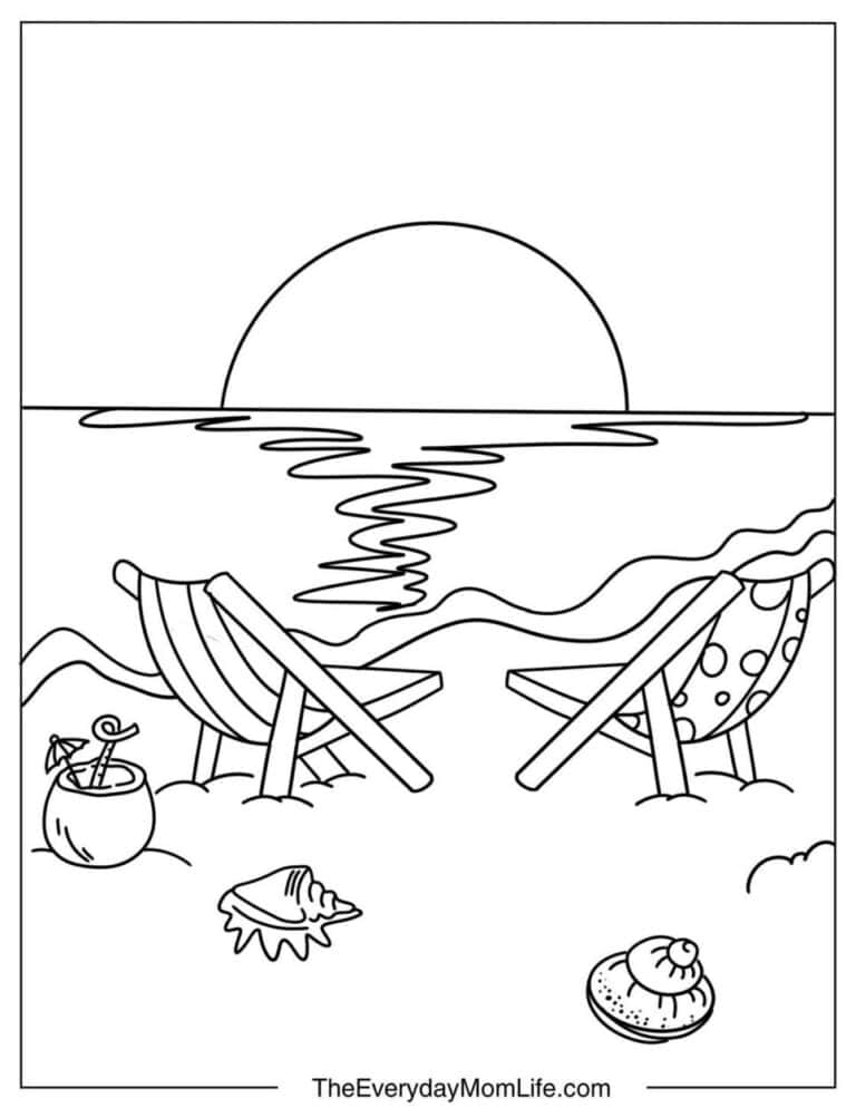 Beach Coloring Pages for Kids (Free PDF)