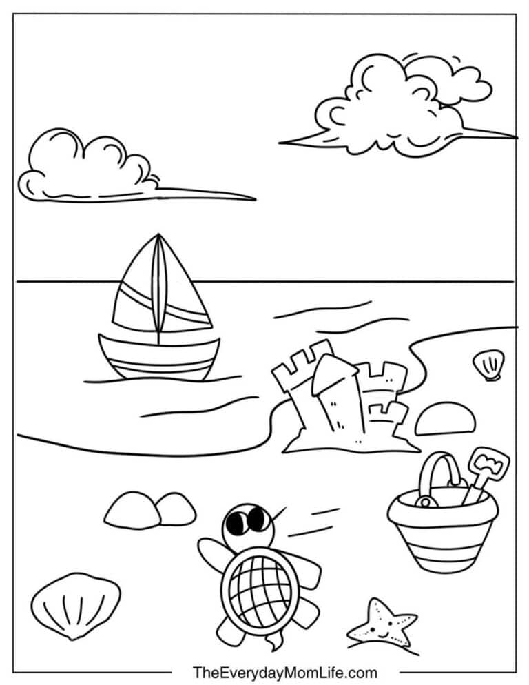 Beach Coloring Pages for Kids (Free PDF)