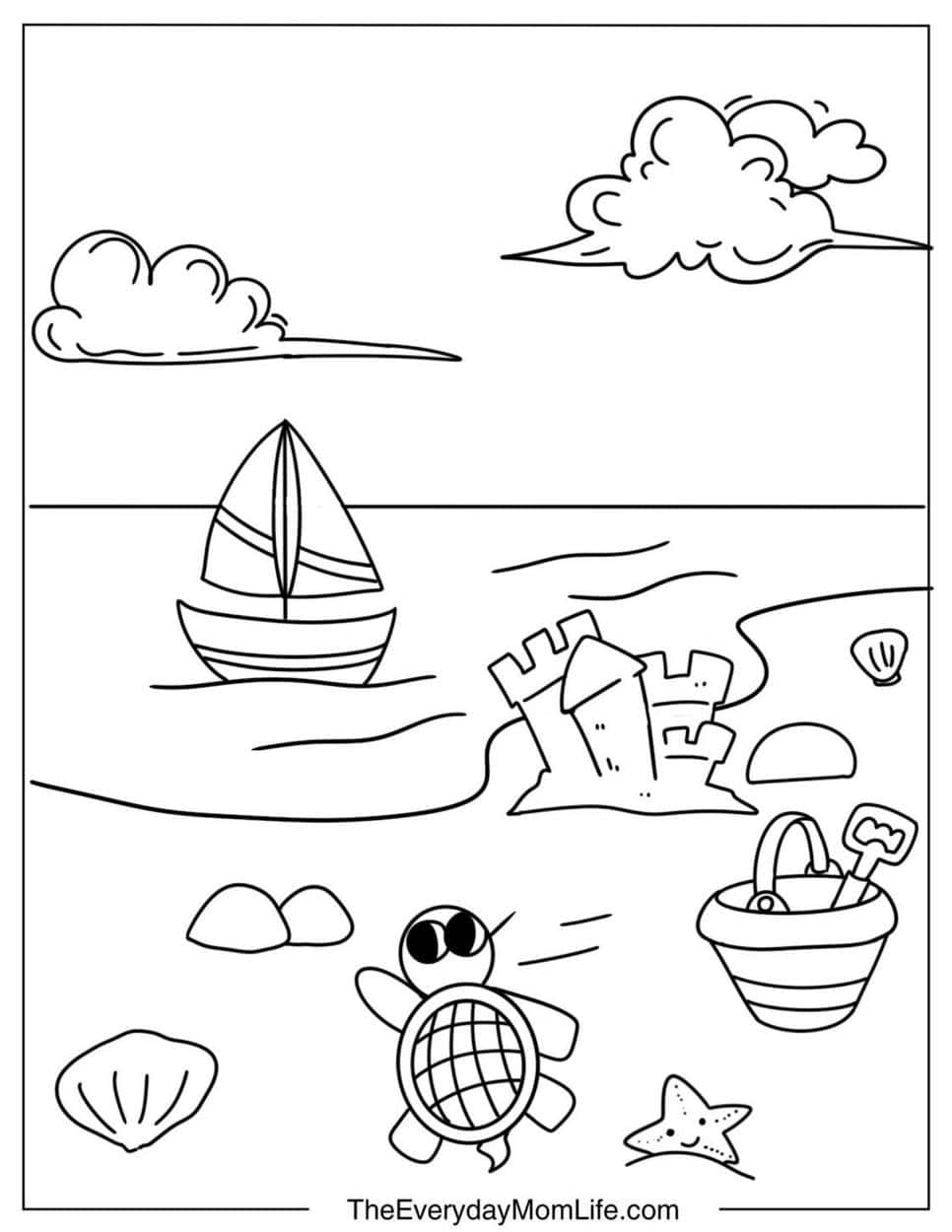 Beach Coloring Pages for Kids (Free PDF)