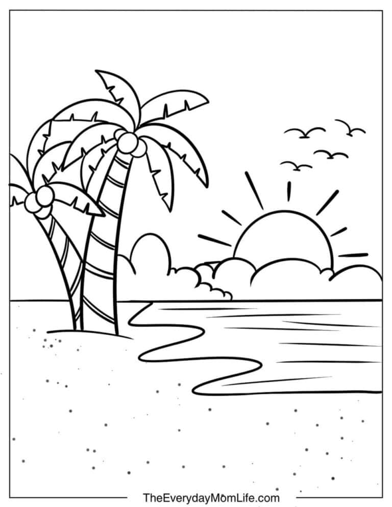 Beach Coloring Pages for Kids (Free PDF)