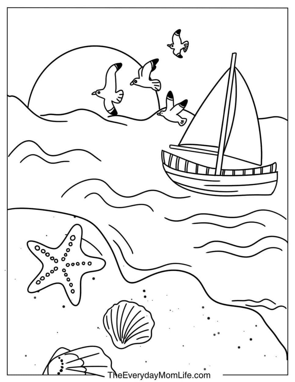 Beach Coloring Pages for Kids (Free PDF)