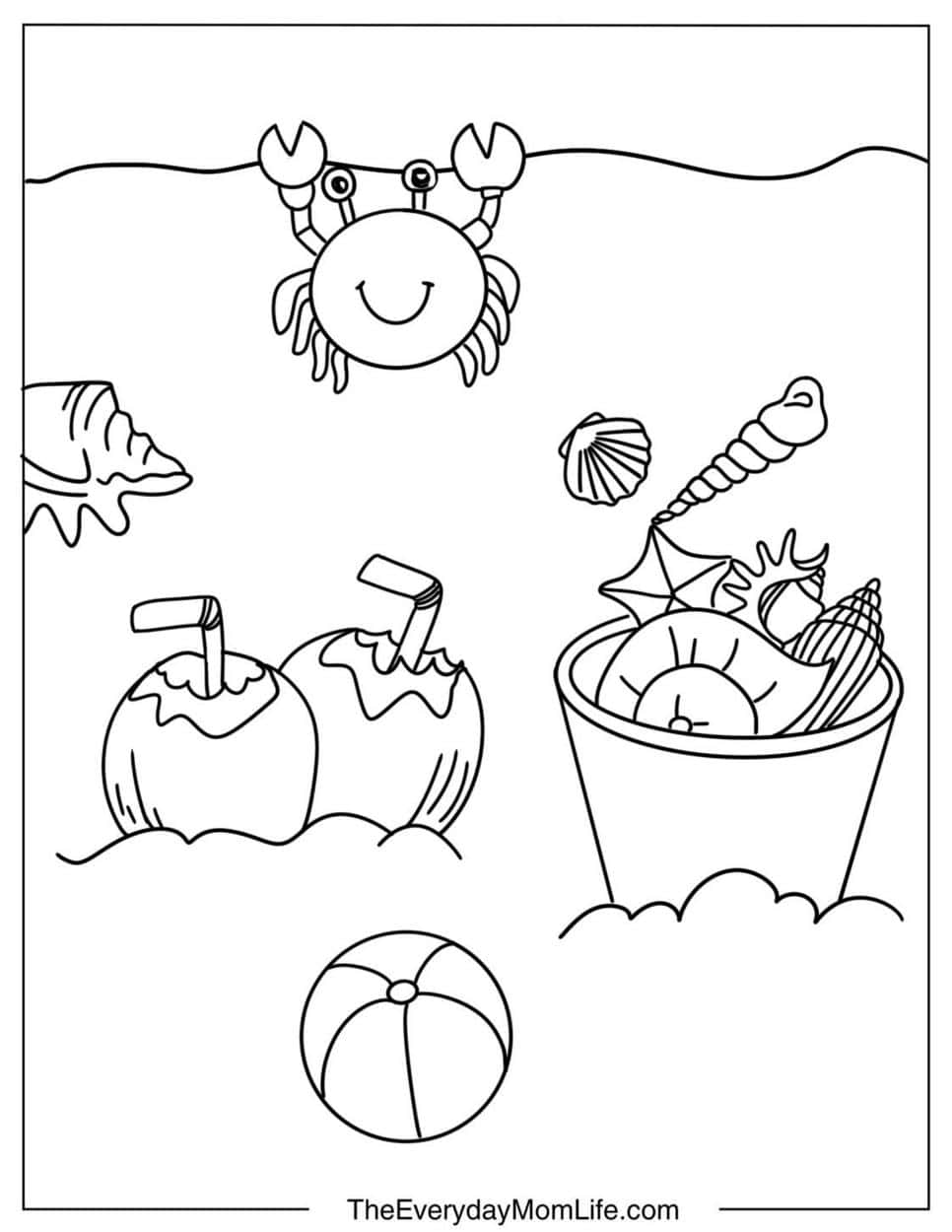 Beach Coloring Pages for Kids (Free PDF)