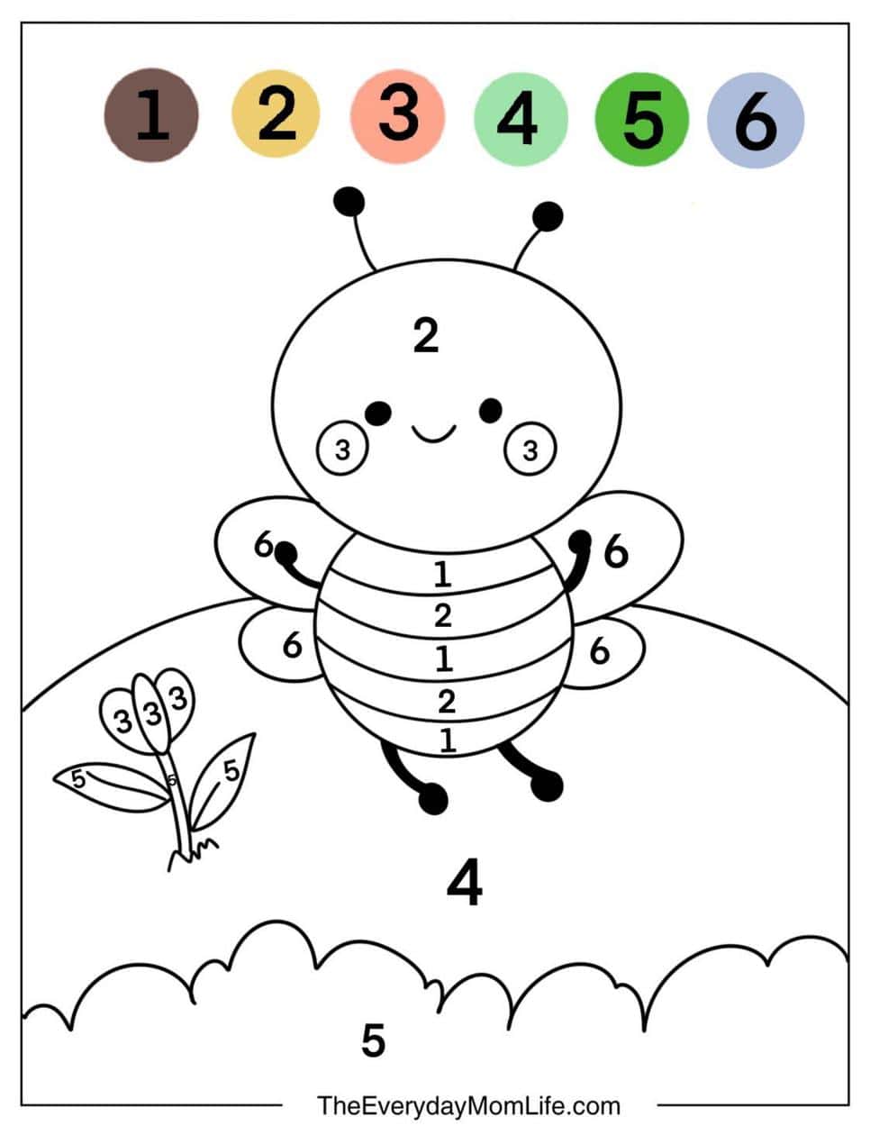 Bee Coloring Page for Kids (Free Printable)