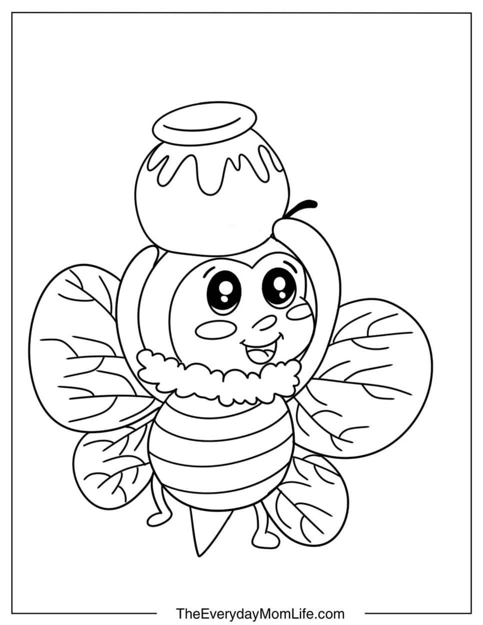 Bee Coloring Page for Kids (Free Printable)