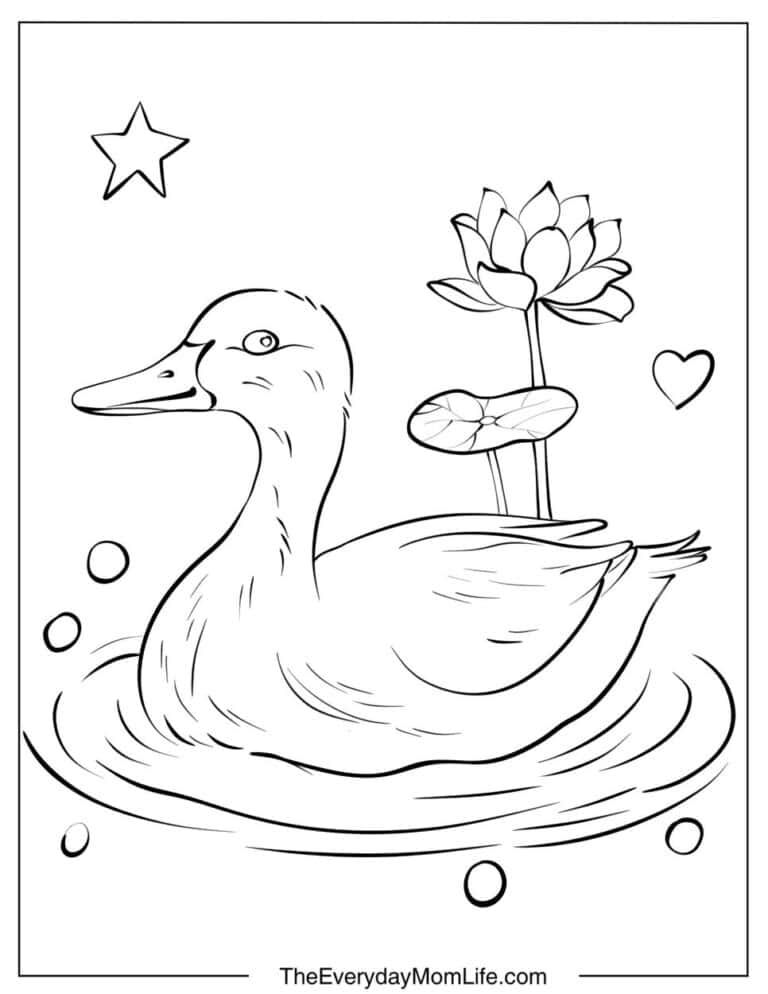 PDF Printable Duck Coloring Pages - The Everyday Mom Life