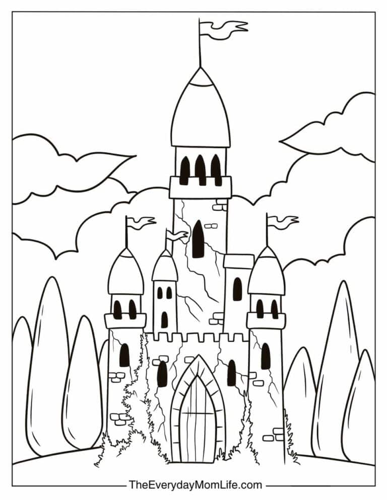 Castle Coloring Pages for Kids (Free Printable)