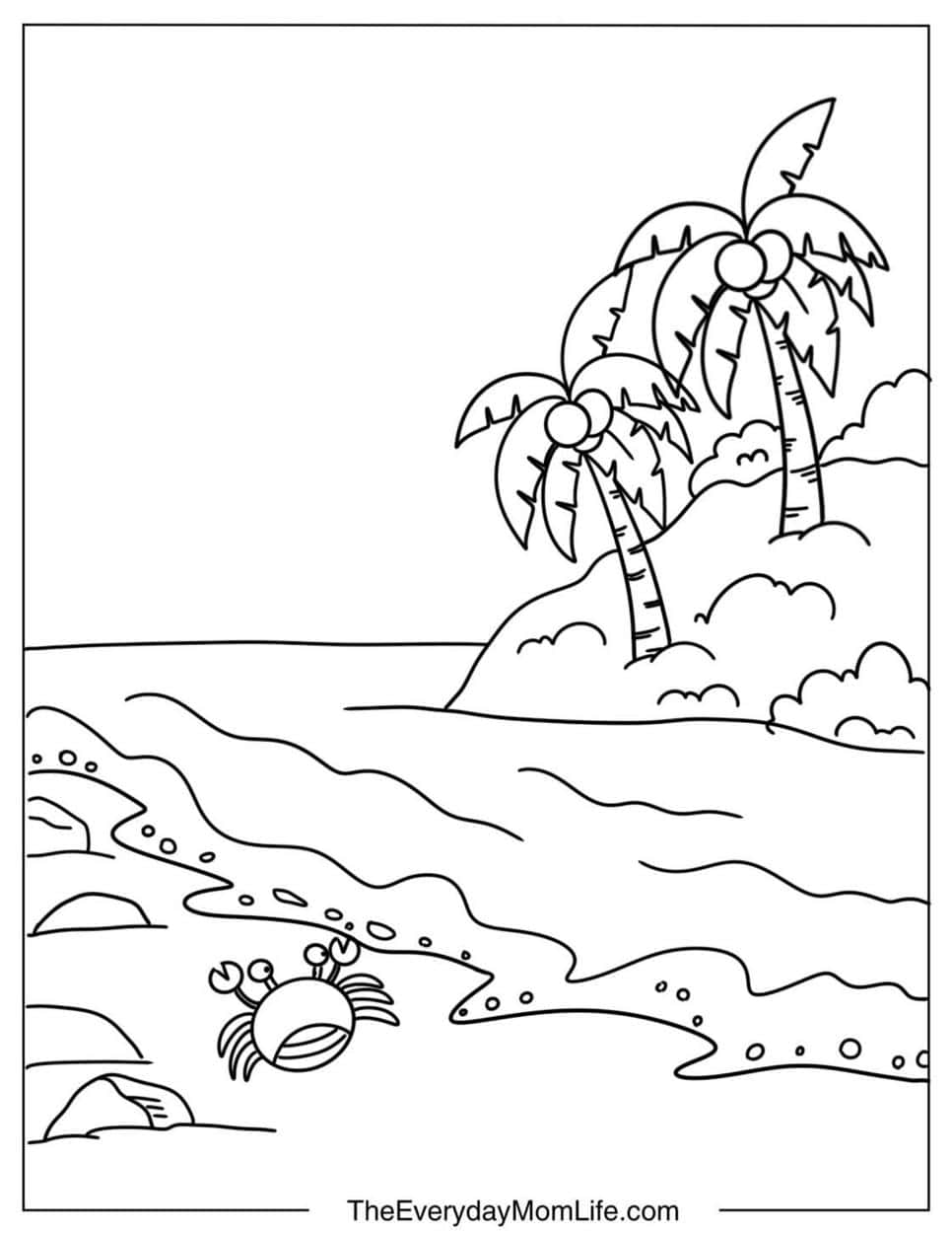 Beach Coloring Pages for Kids (Free PDF)