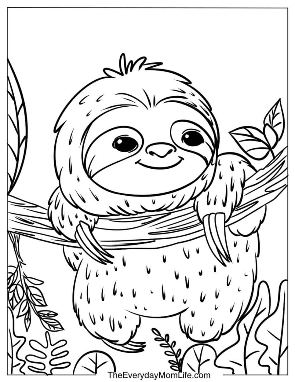Sloth Coloring Pages For Kids (Free PDF)