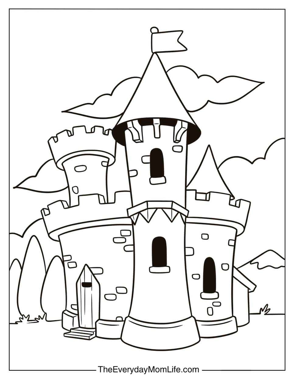 Castle Coloring Pages for Kids (Free Printable)