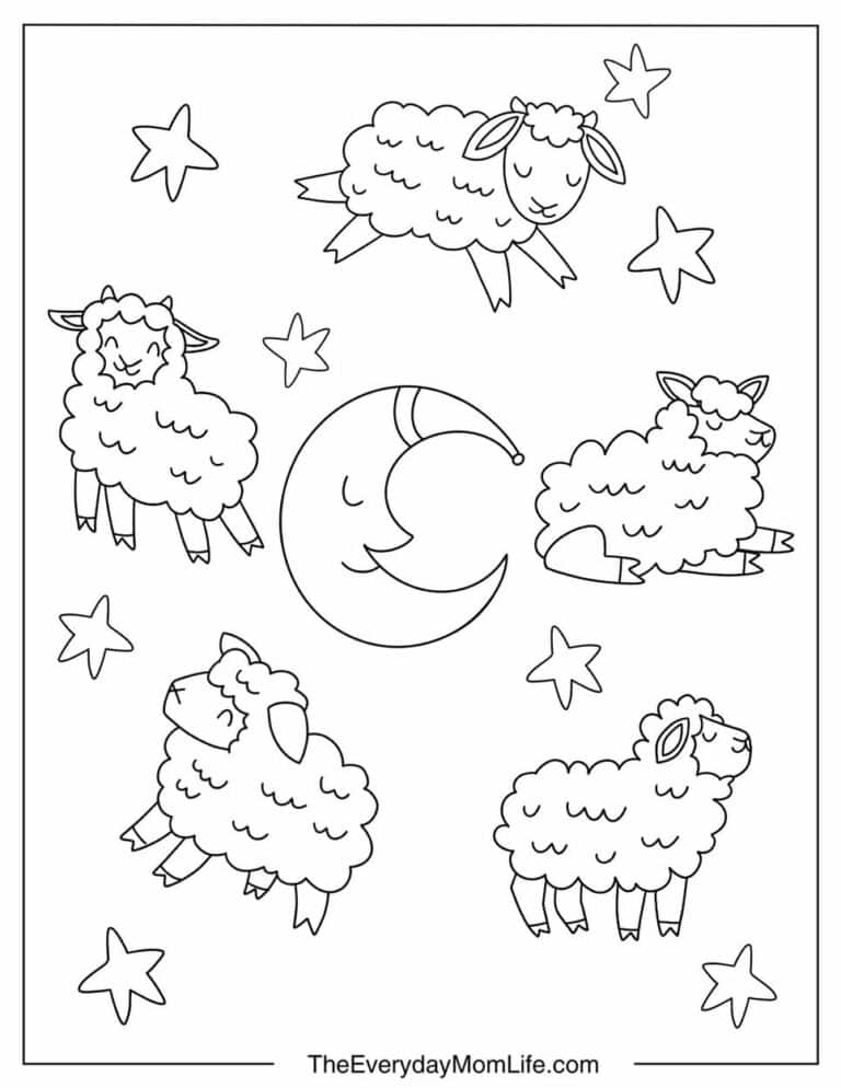 Sheep Coloring Pages for Kids (Free PDF)