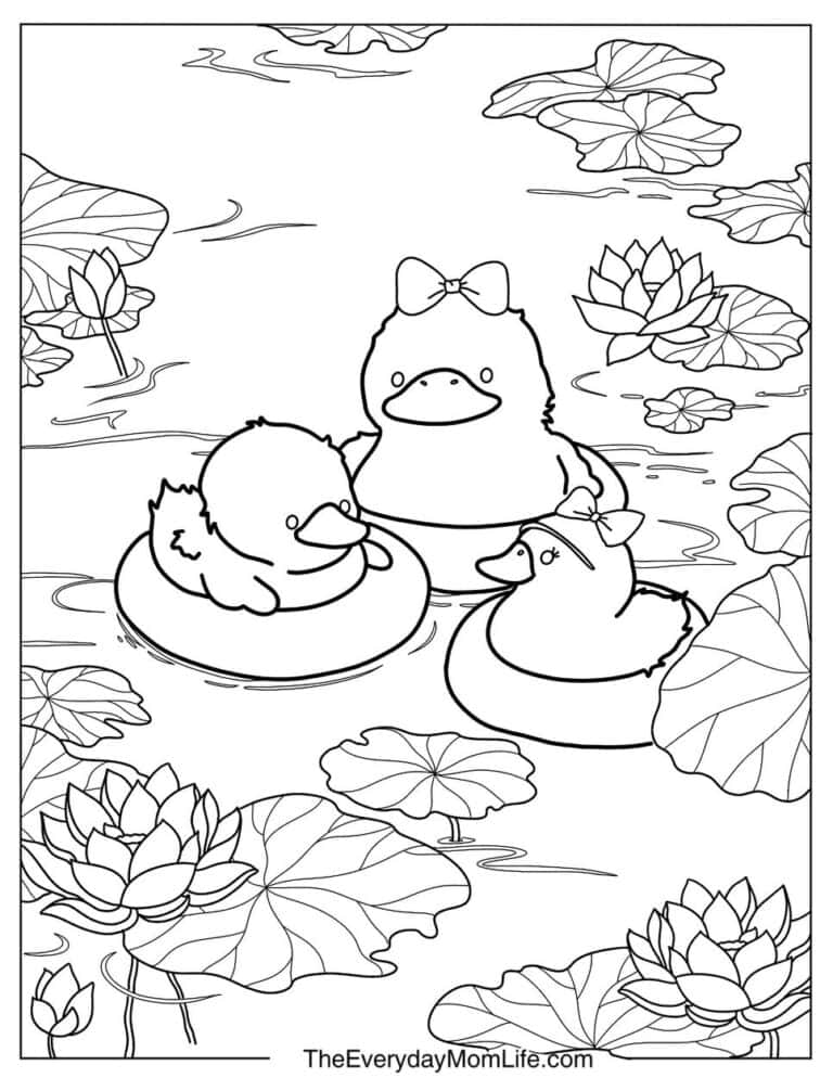 PDF Printable Duck Coloring Pages - The Everyday Mom Life