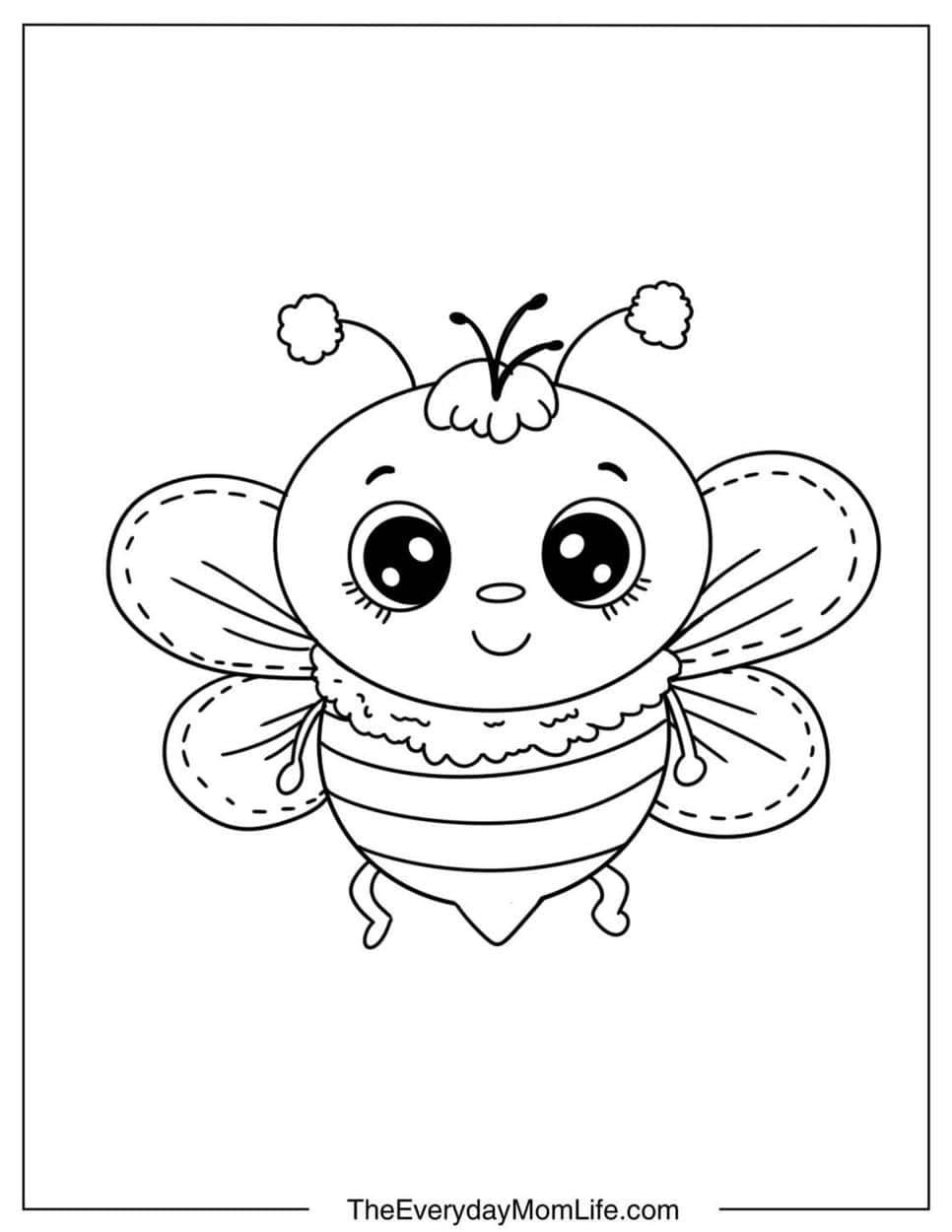 Bee Coloring Page for Kids (Free Printable)