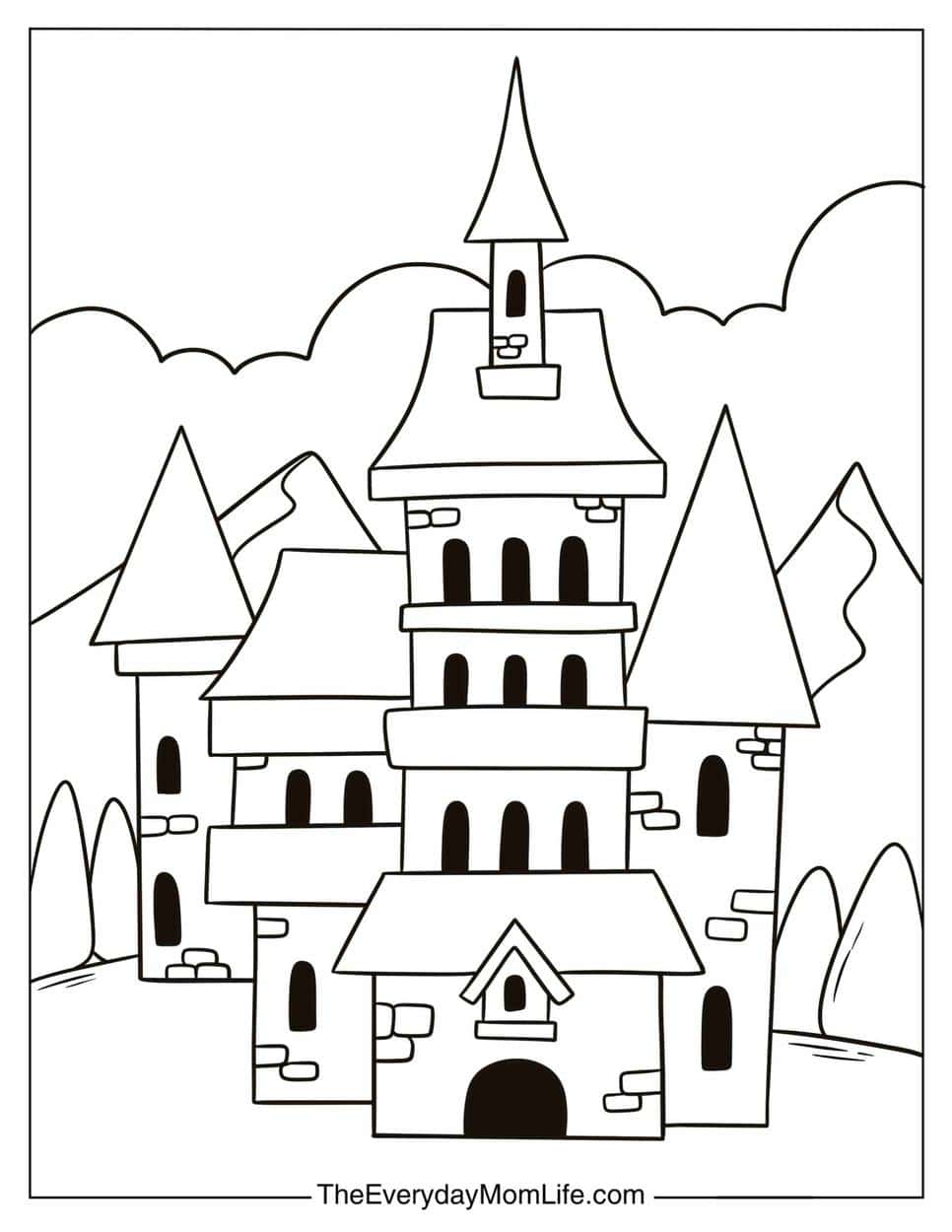Castle Coloring Pages for Kids (Free Printable)