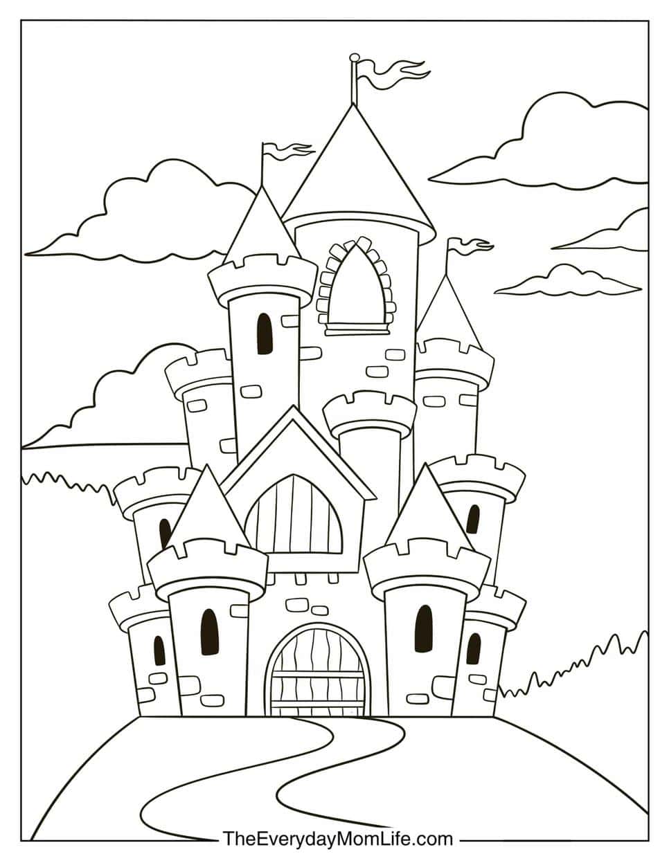 Castle Coloring Pages for Kids (Free Printable)