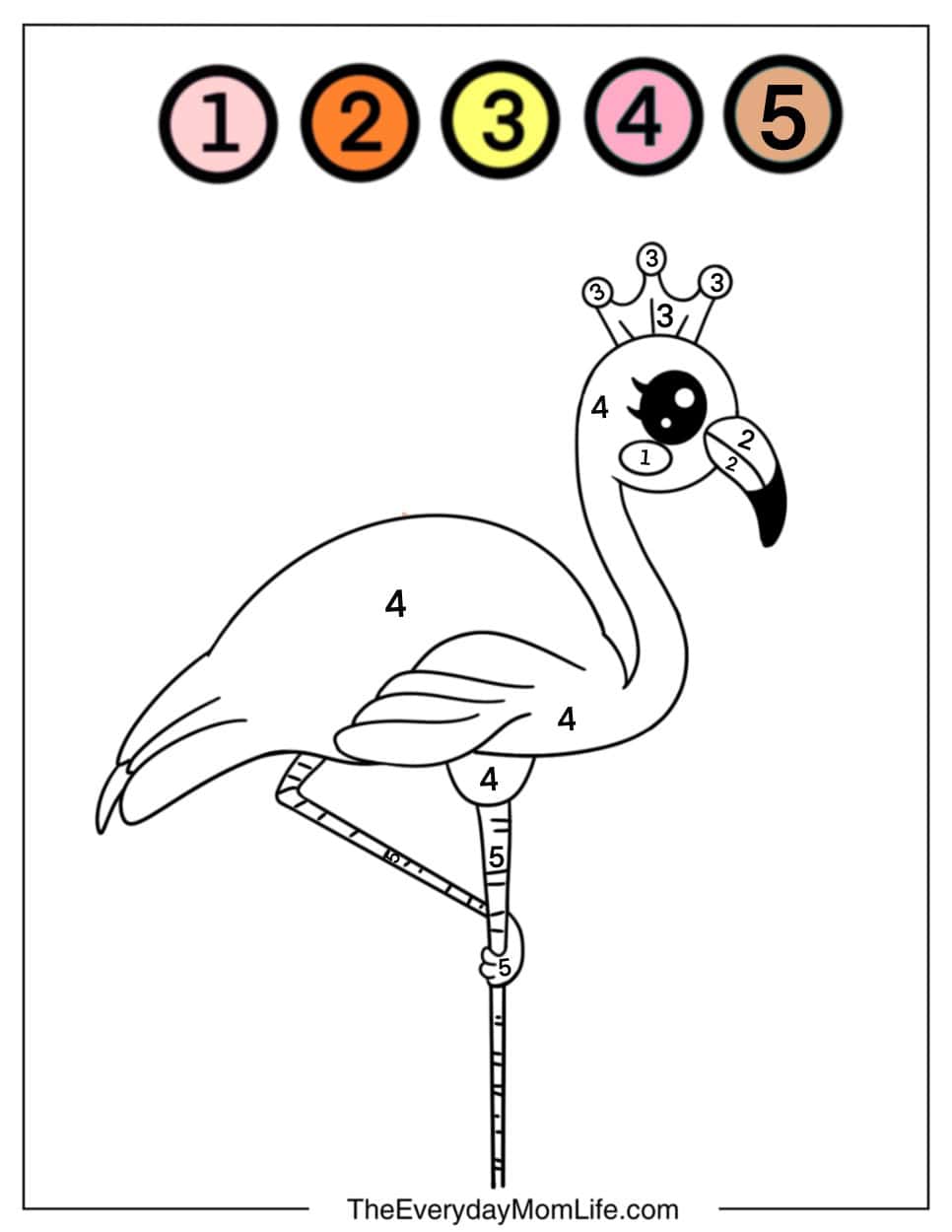 PDF Printable Flamingo Coloring Pages