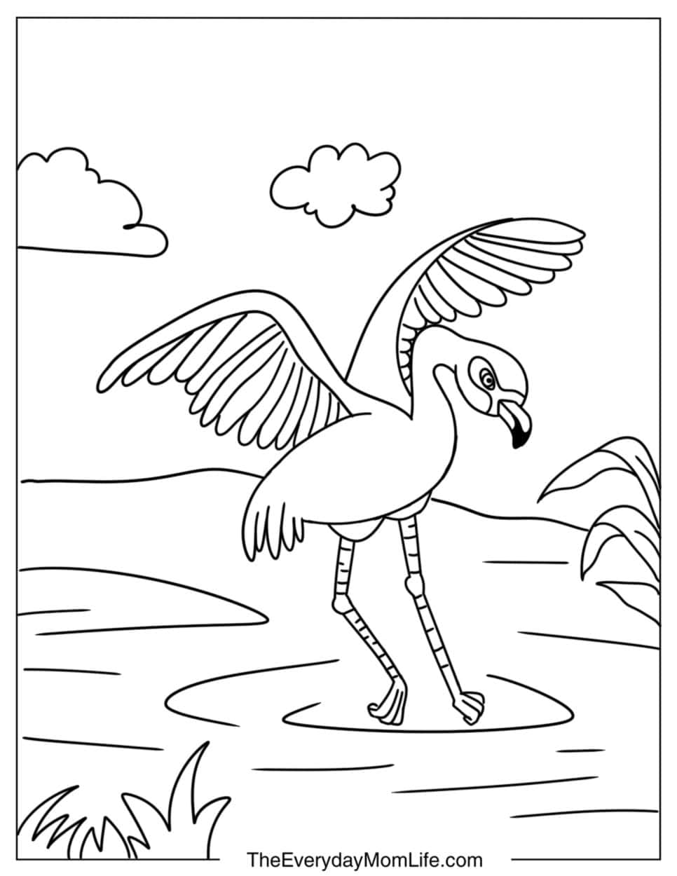 PDF Printable Flamingo Coloring Pages