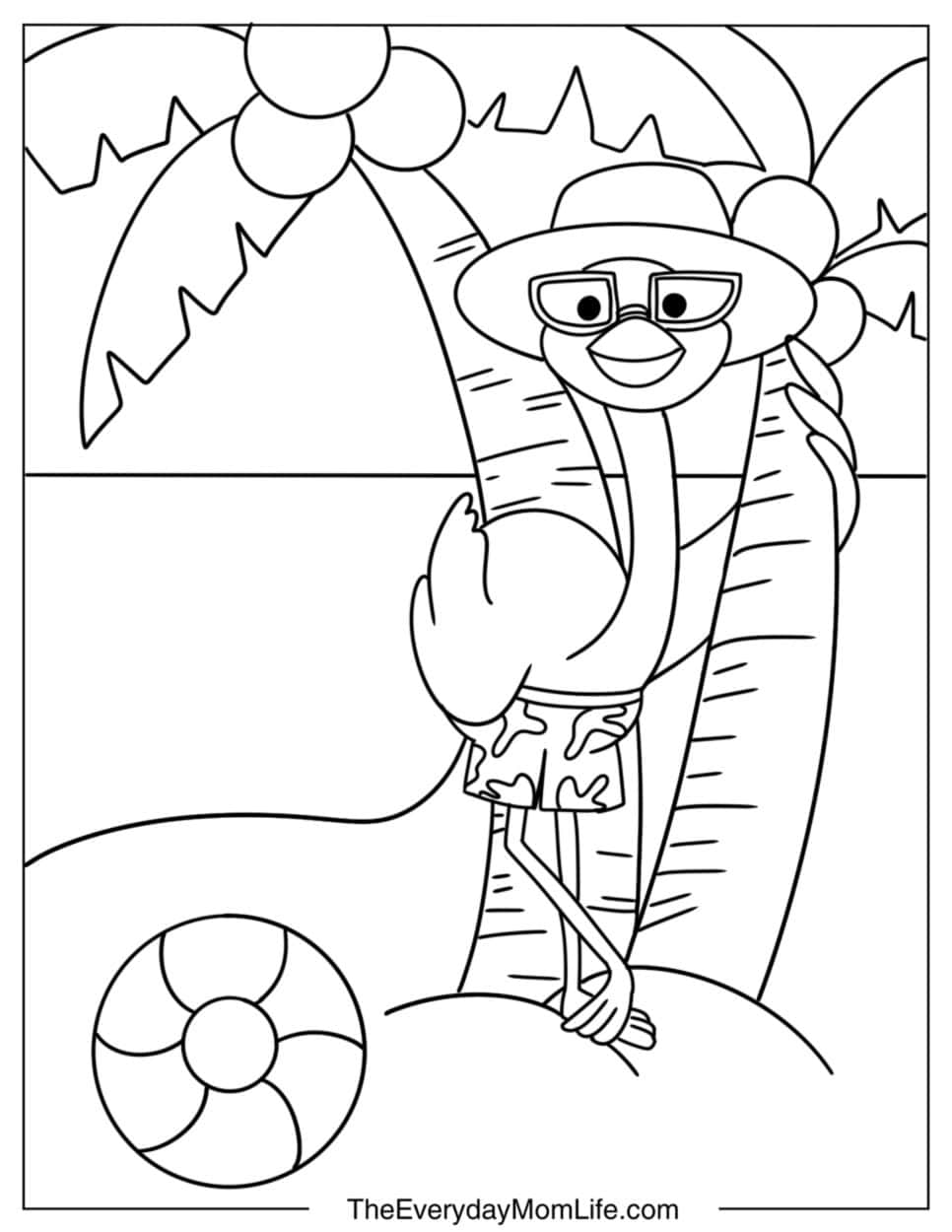 PDF Printable Flamingo Coloring Pages