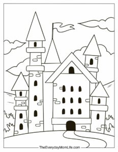 Castle Coloring Pages for Kids (Free Printable)