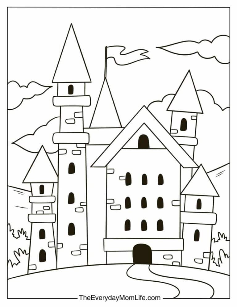 Castle Coloring Pages for Kids (Free Printable)