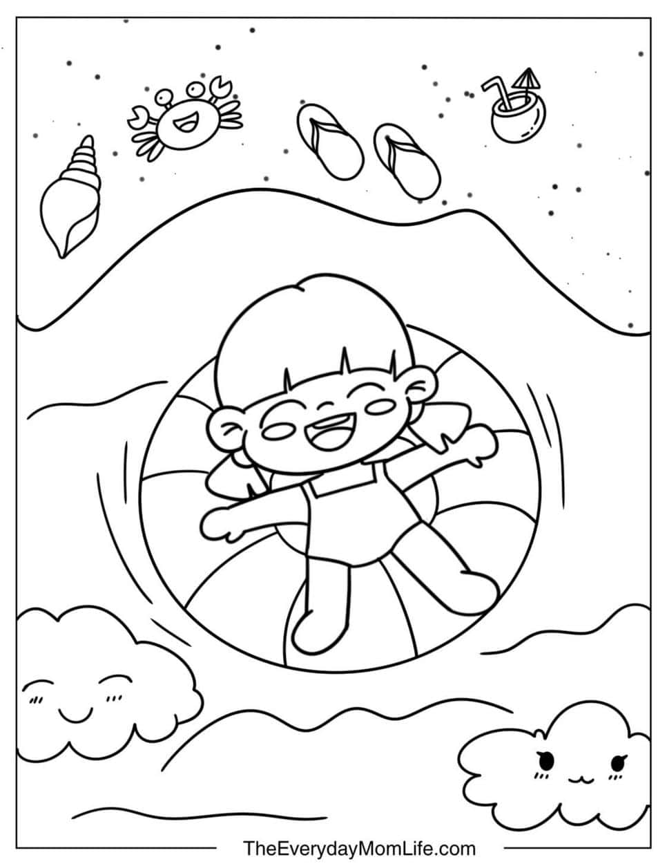 Beach Coloring Pages for Kids (Free PDF)