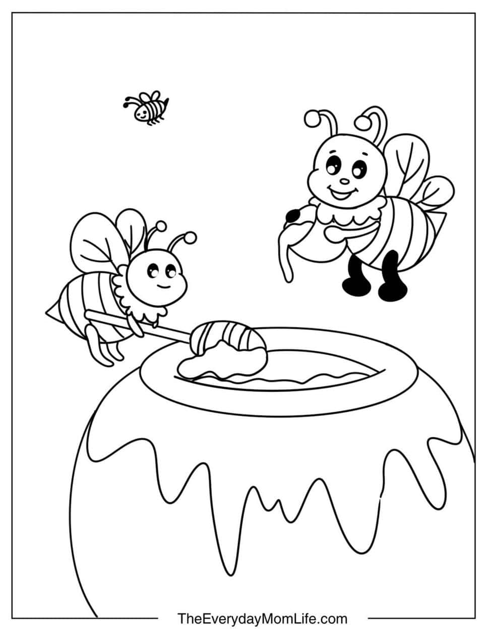 Bee Coloring Page for Kids (Free Printable)