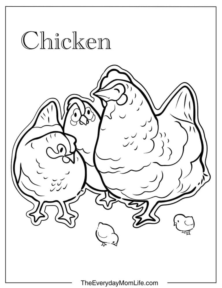Chicken Coloring Pages for Kids (Free PDF) - The Everyday Mom Life