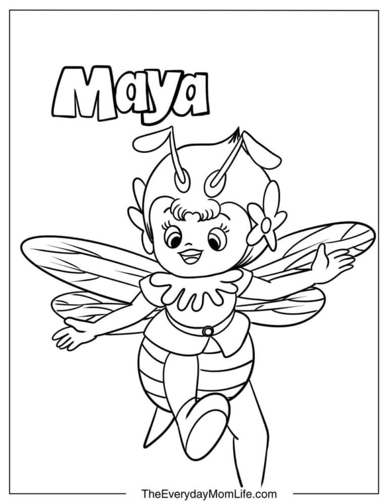 Bee Coloring Page for Kids (Free Printable)