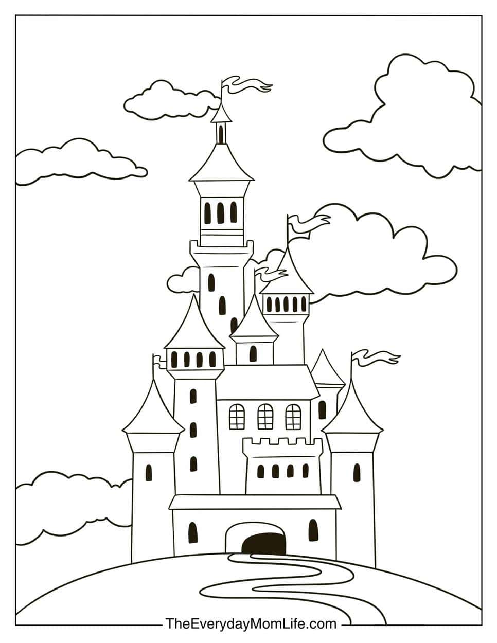Castle Coloring Pages for Kids (Free Printable)
