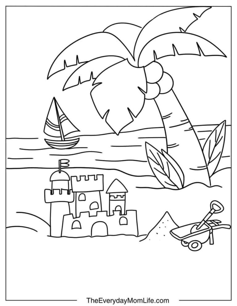 Beach Coloring Pages for Kids (Free PDF)