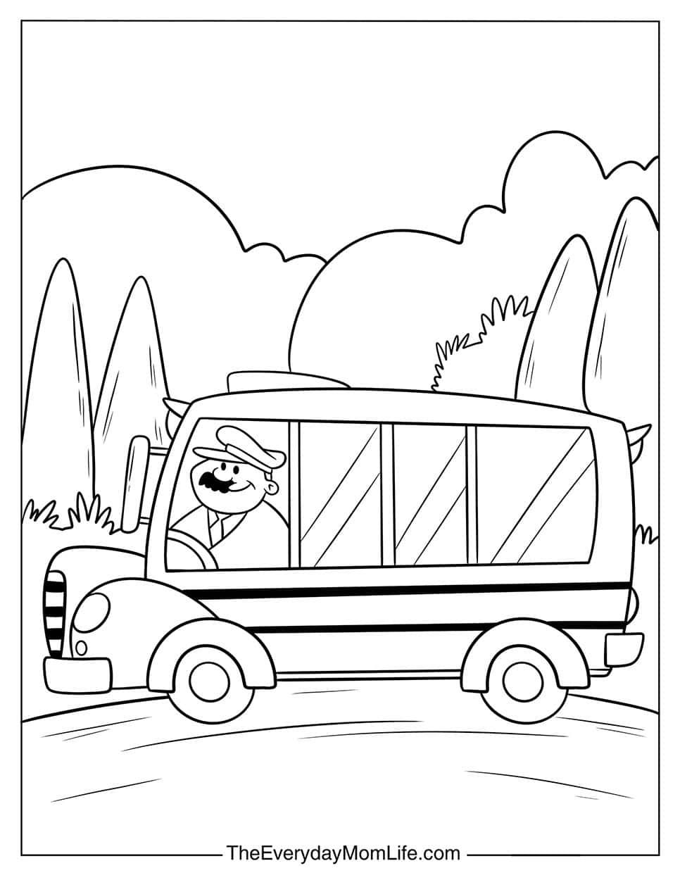 Free Printable School Bus Coloring Pages - The Everyday Mom Life