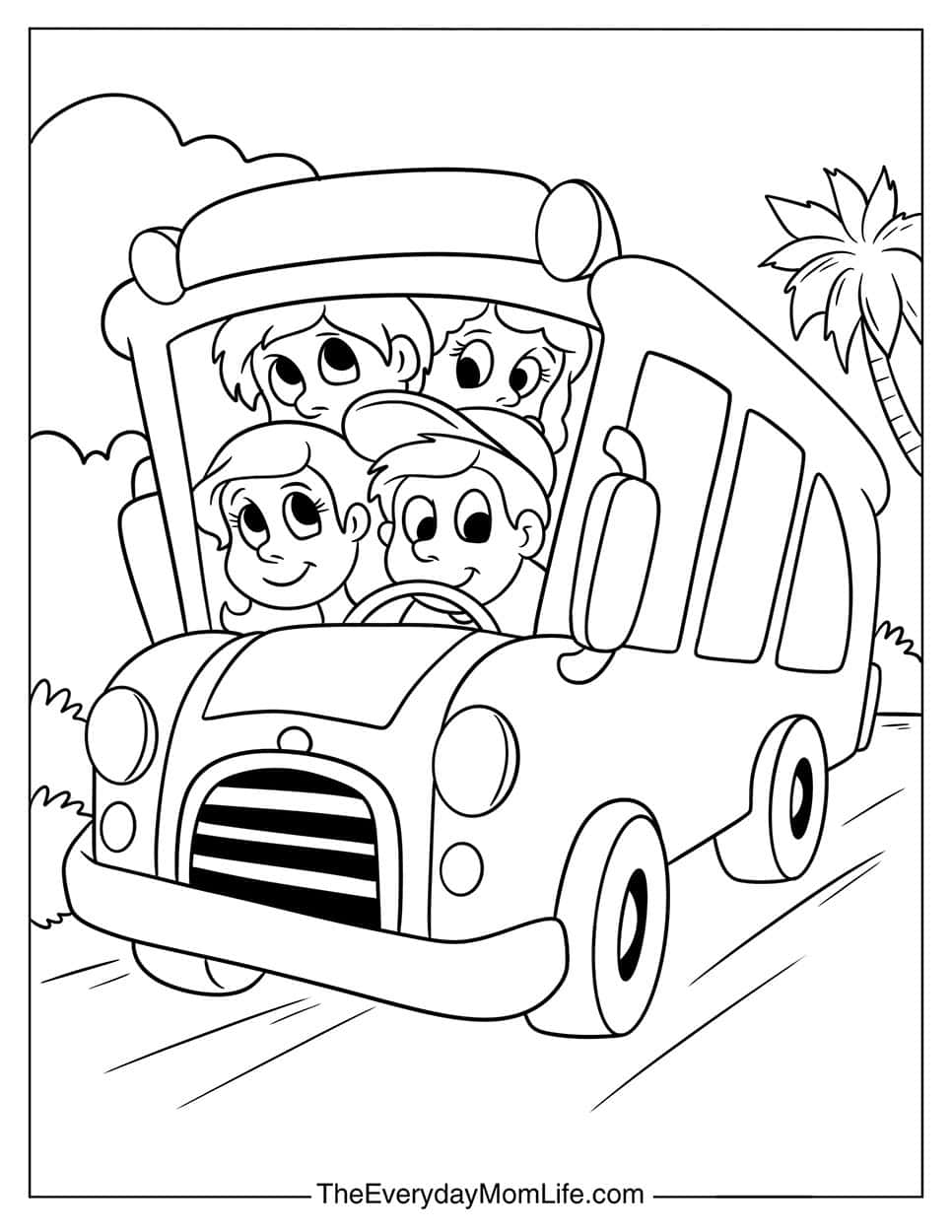 Free Printable School Bus Coloring Pages - The Everyday Mom Life