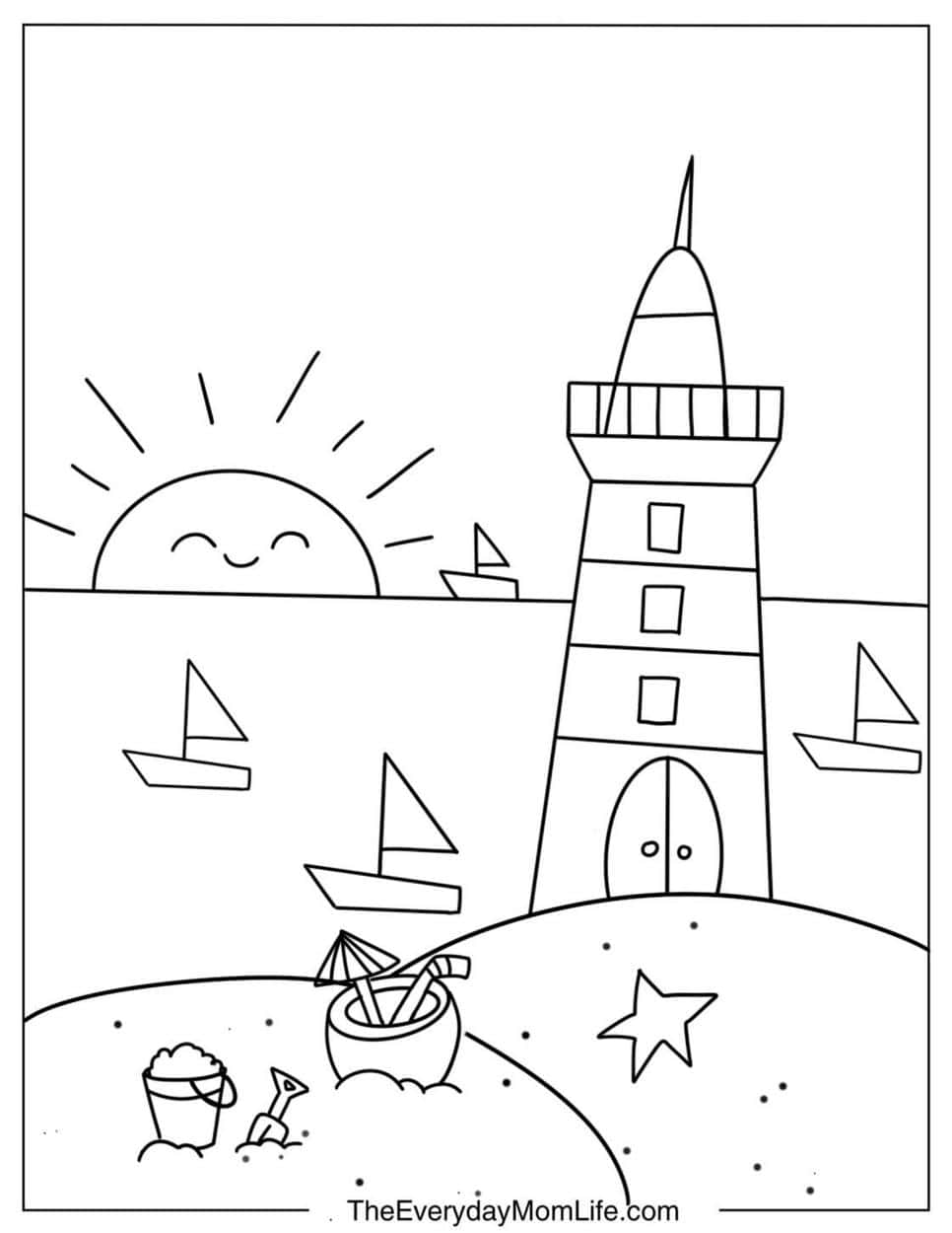 Beach Coloring Pages for Kids (Free PDF)
