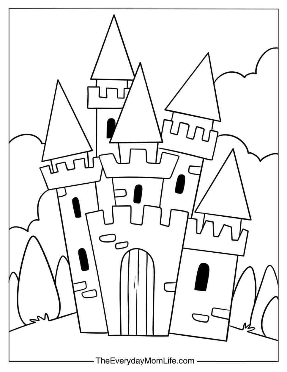 Castle Coloring Pages for Kids (Free Printable)
