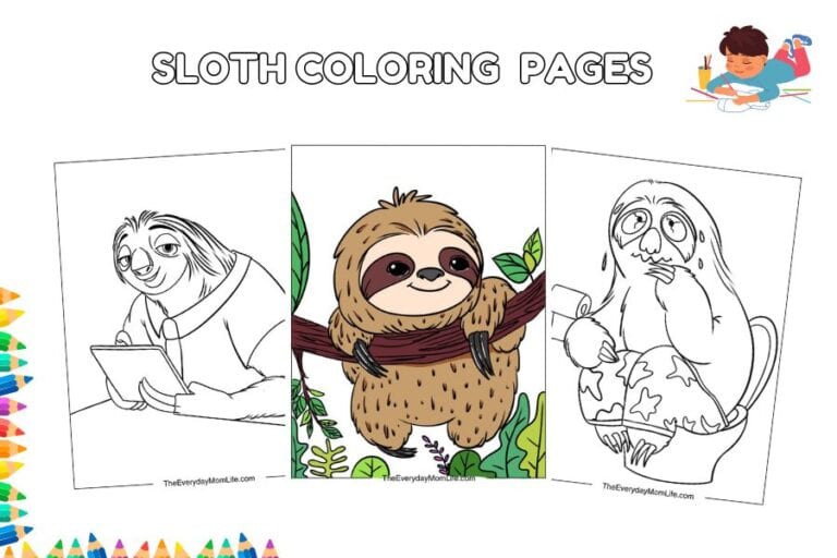 Sloth Coloring Pages For Kids (Free PDF)