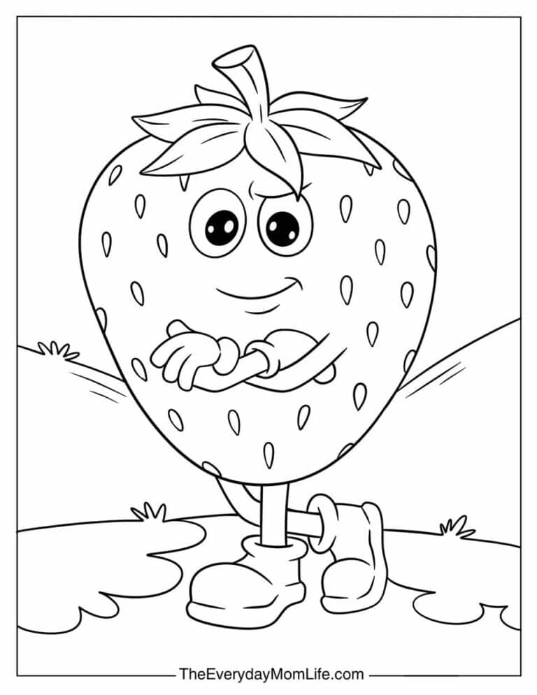 Strawberry Coloring Pages for Kids (Free Printable)