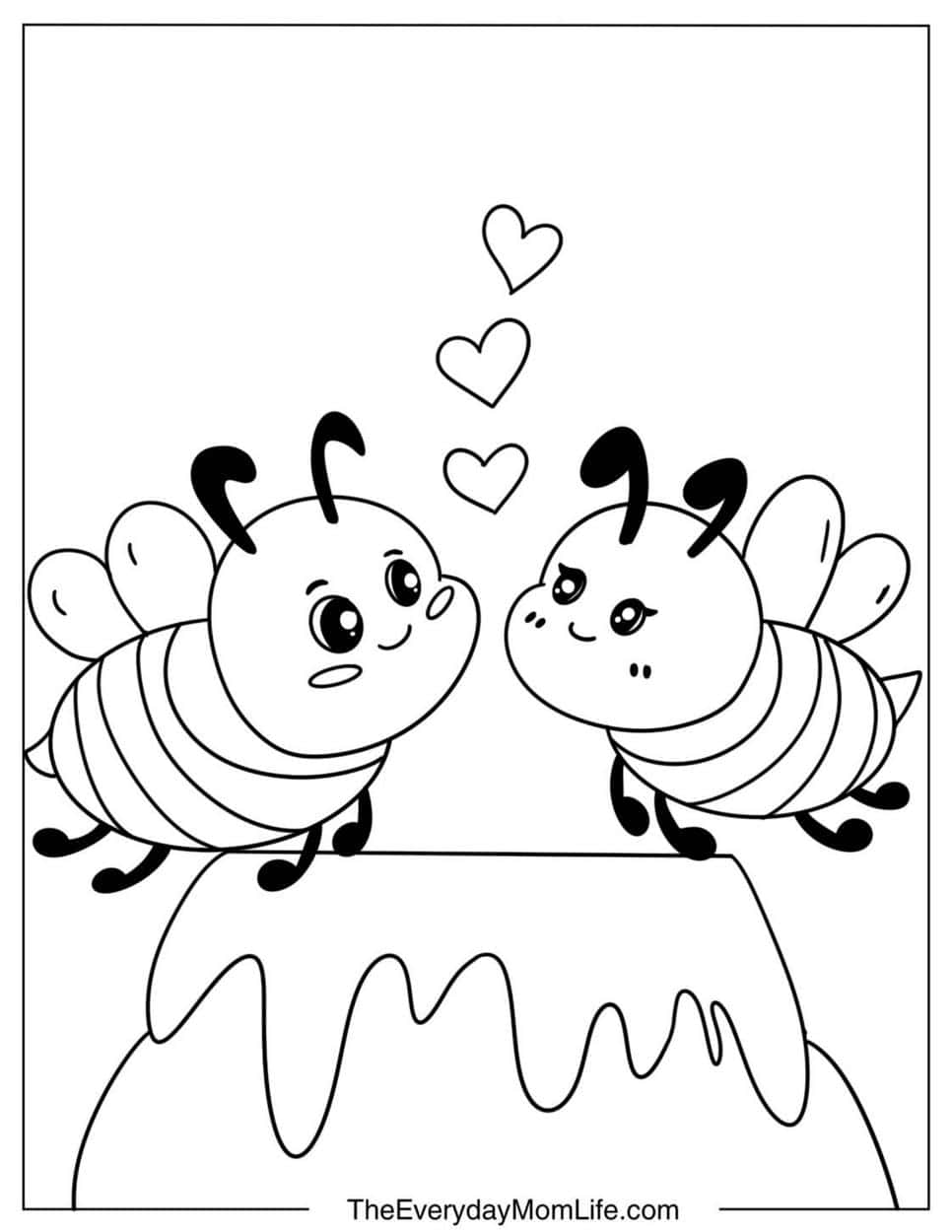 Bee Coloring Page for Kids (Free Printable)